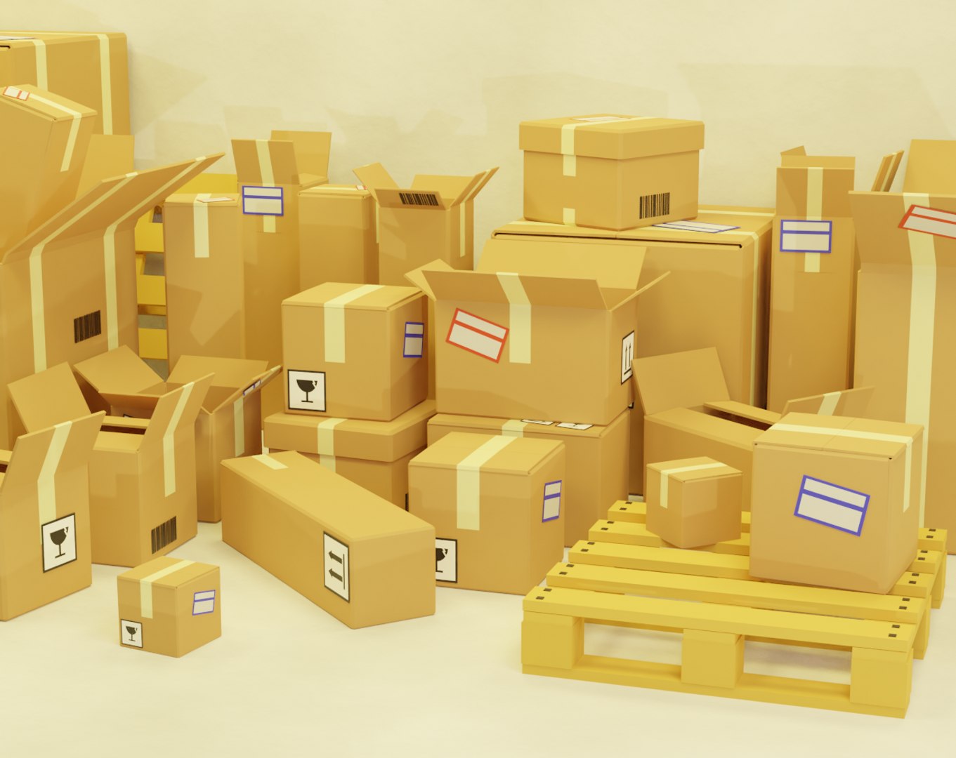 Pack cardboard boxes 3D - TurboSquid 1538992