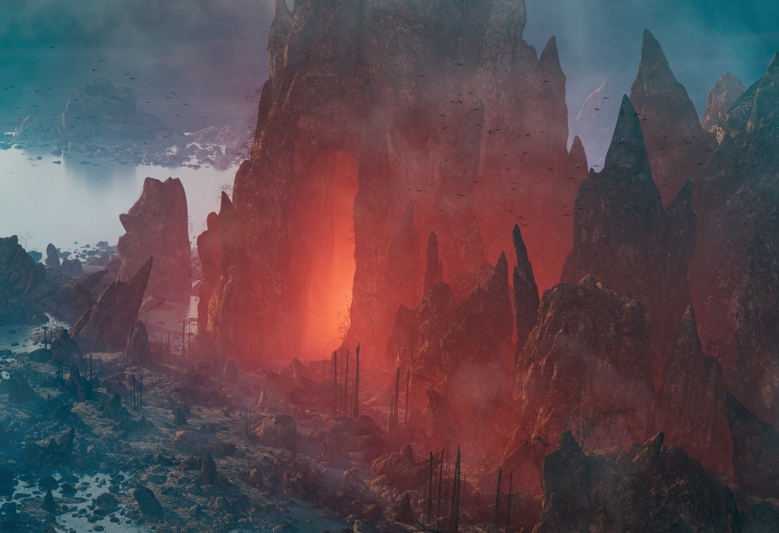 3D Fantasy Volcano Cave Model - TurboSquid 1964537