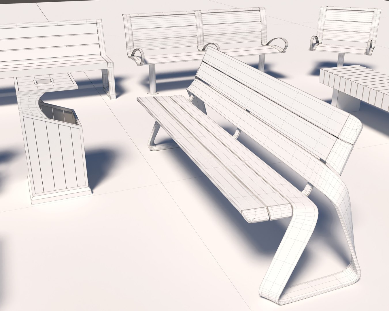 3D Street Bench Modern - TurboSquid 1320069