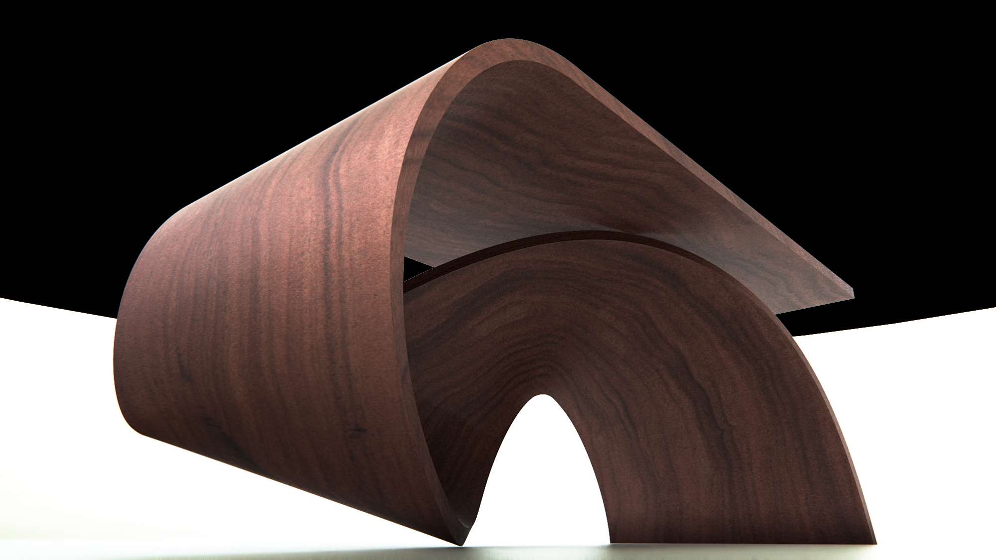 curved wood archviz 3d model