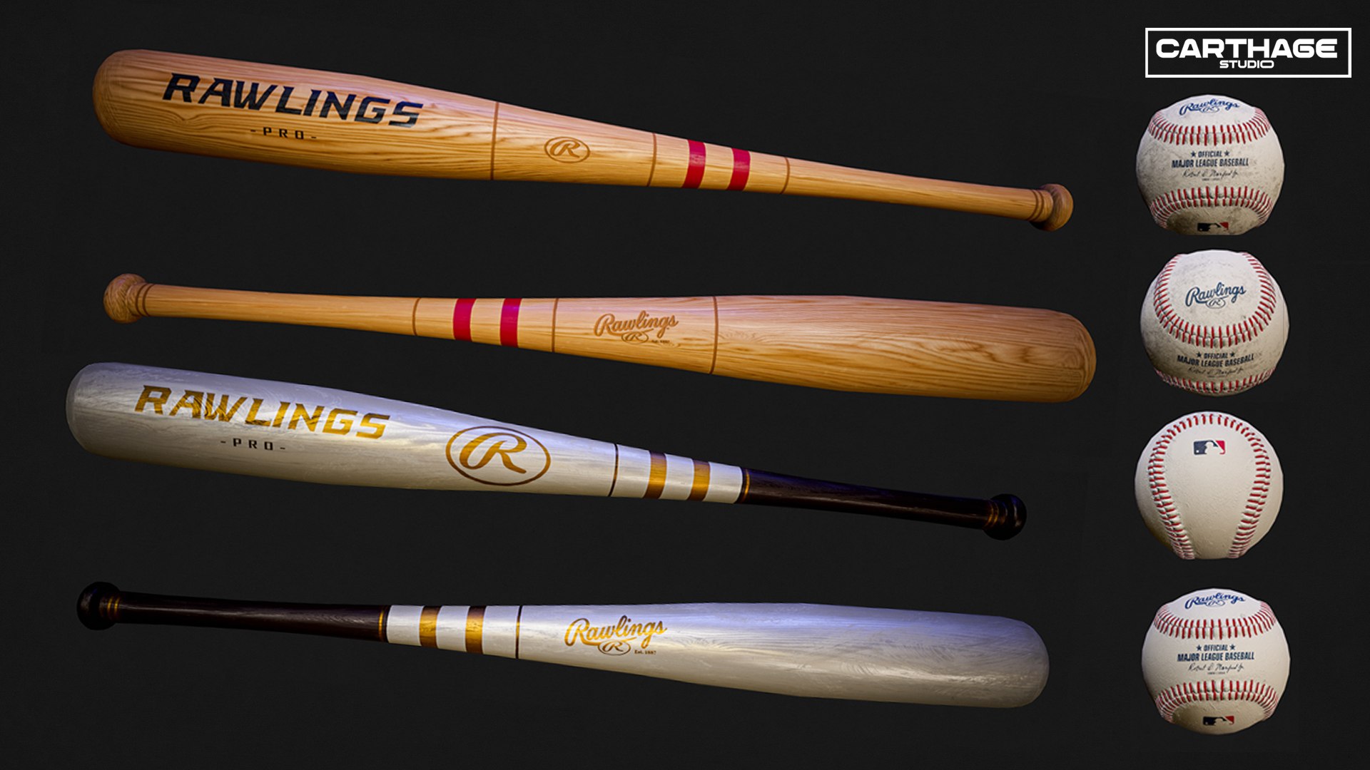 Baseball Bats Balls 3D Asset Pack 3D Model - TurboSquid 2326833