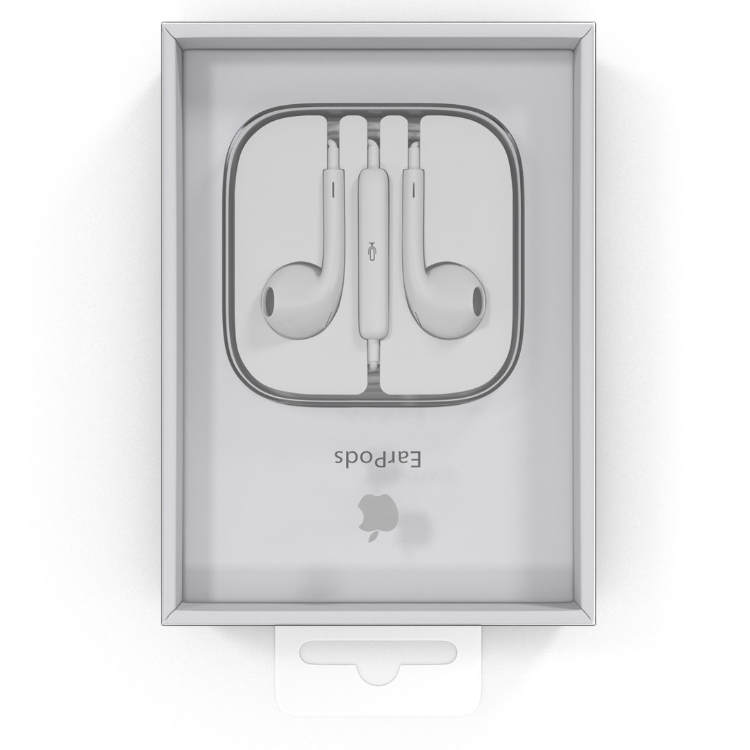 3d model apple earpods remote mic