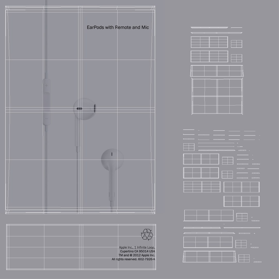 3d model apple earpods remote mic