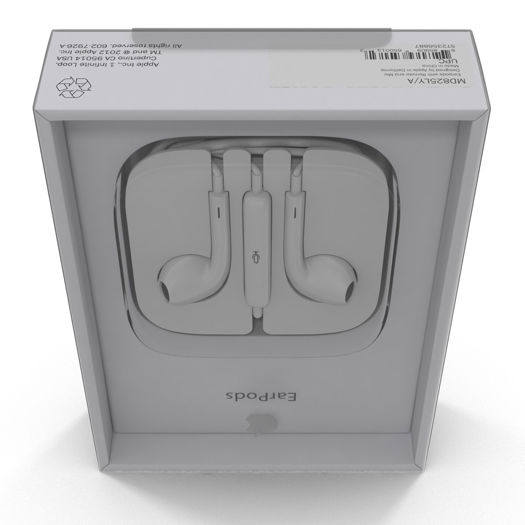 3d model apple earpods remote mic