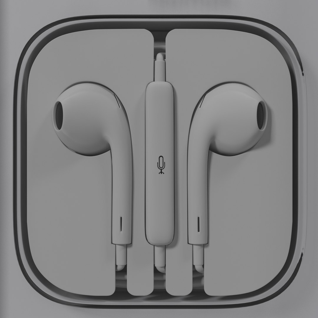 3d model apple earpods remote mic