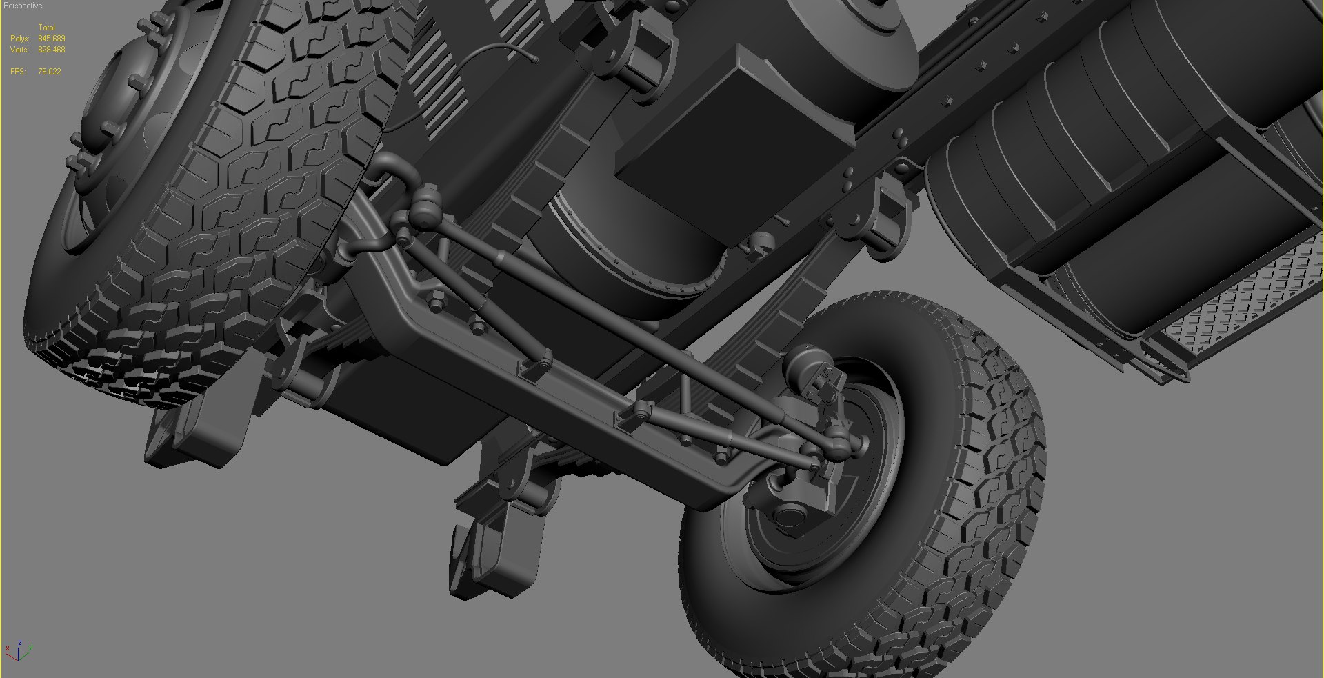 3d truck chassis completely model