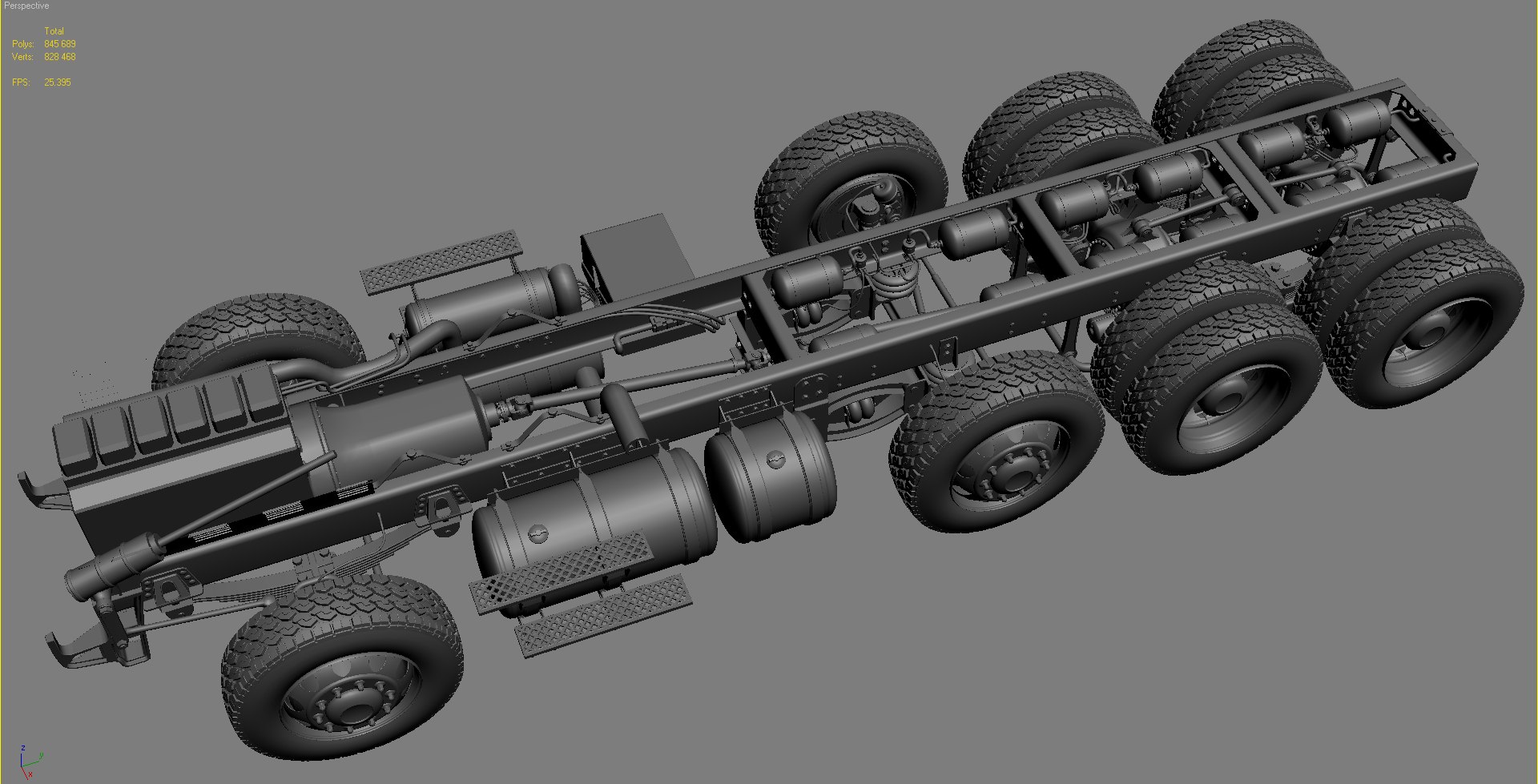 3d truck chassis completely model