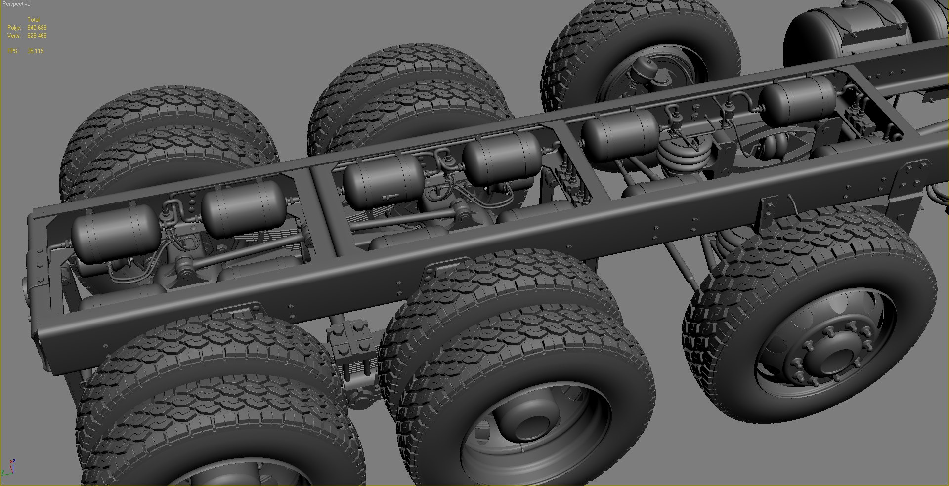 3d truck chassis completely model