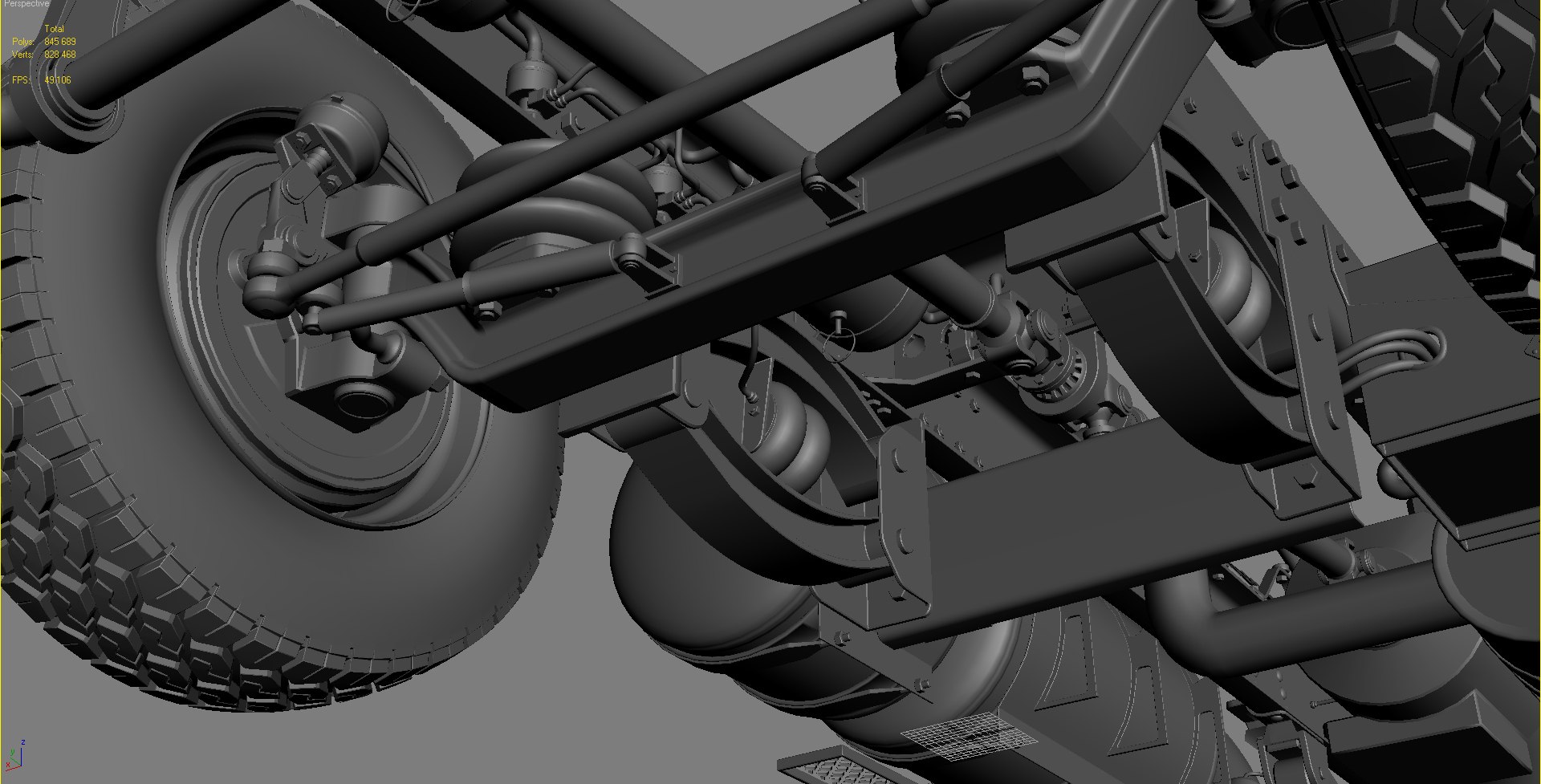 3d truck chassis completely model