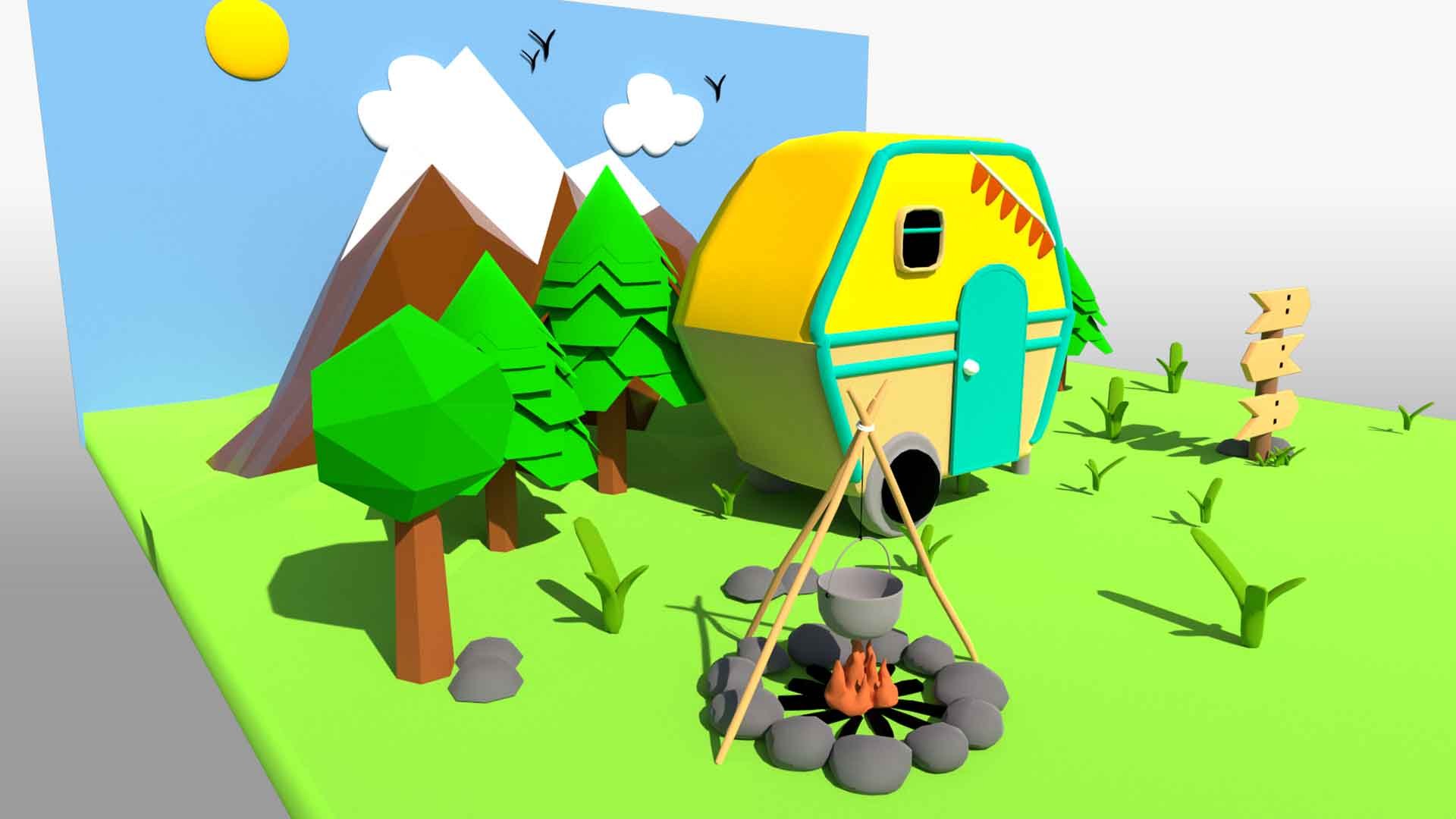 3D Cartoonish Camp Environment - TurboSquid 2348942