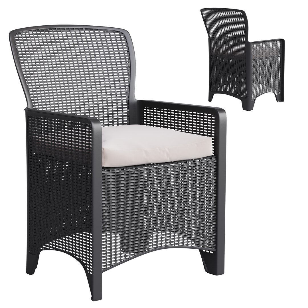 3D Model Faux Rattan Plastic Chair Set With Matching Side Table ...