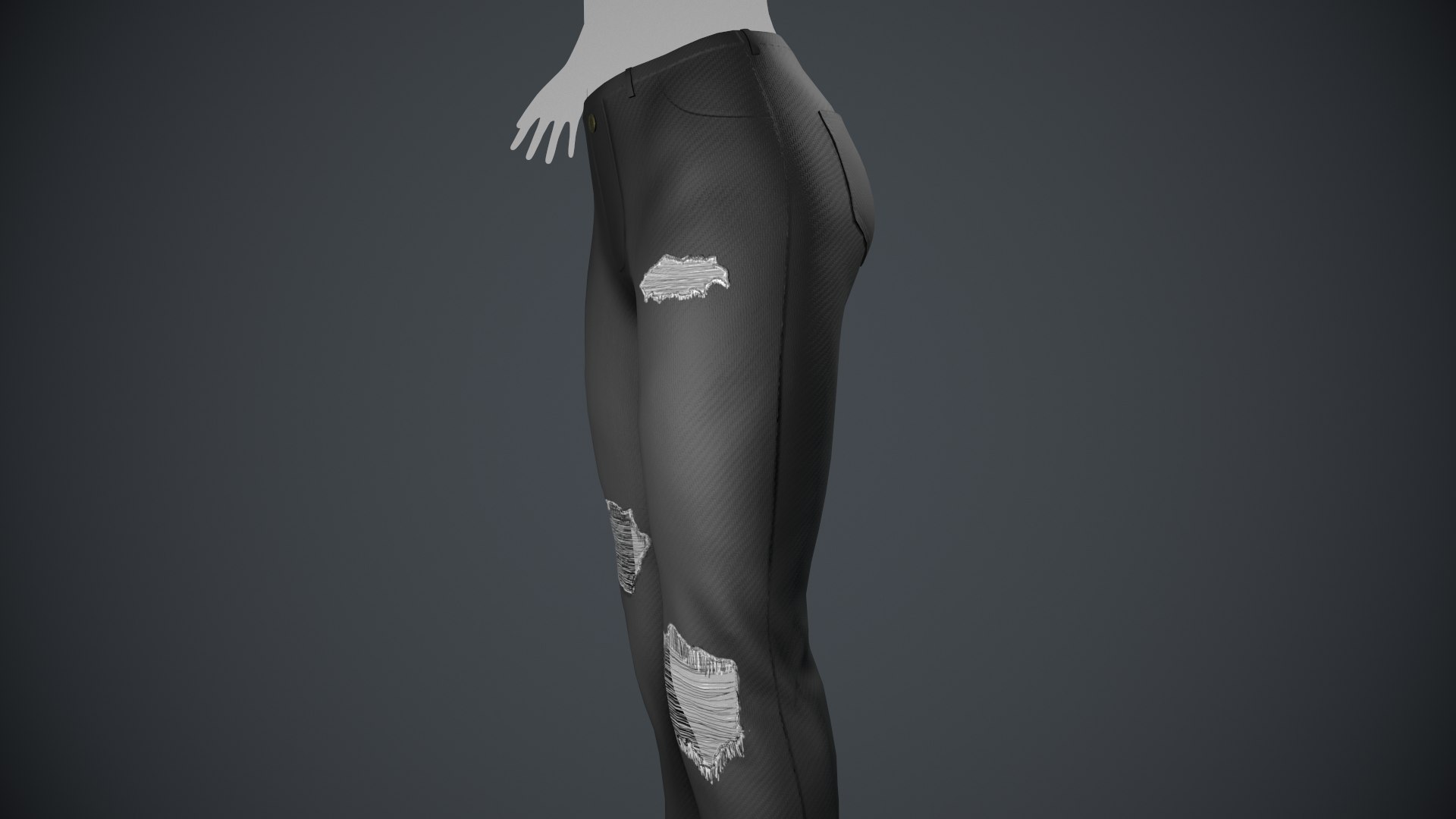 3D Female Black Ripped Jeans Pants Style 1 - TurboSquid 1927701