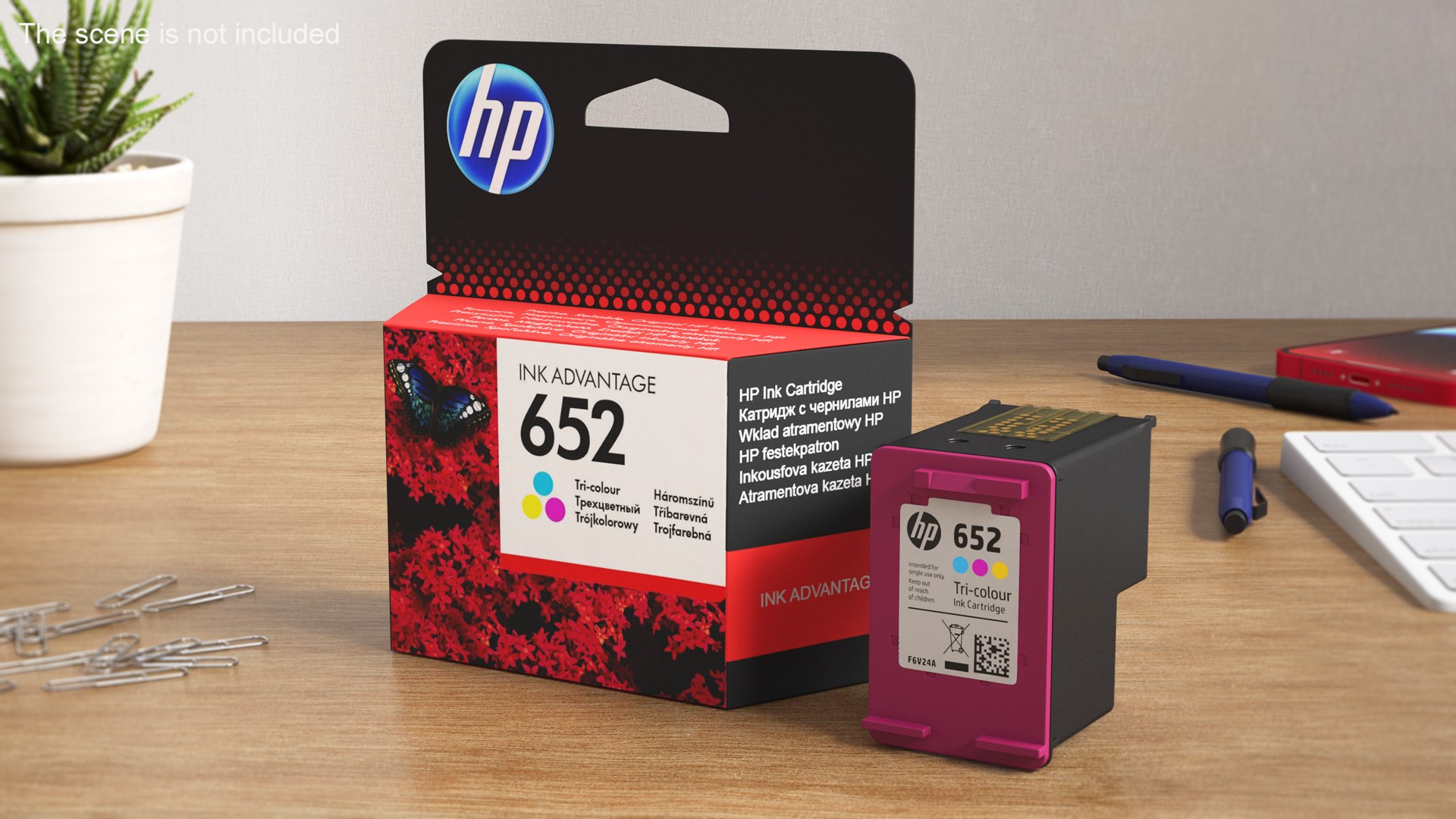 Box With HP 652 Ink Cartridge Tricolor Model - TurboSquid 2157516