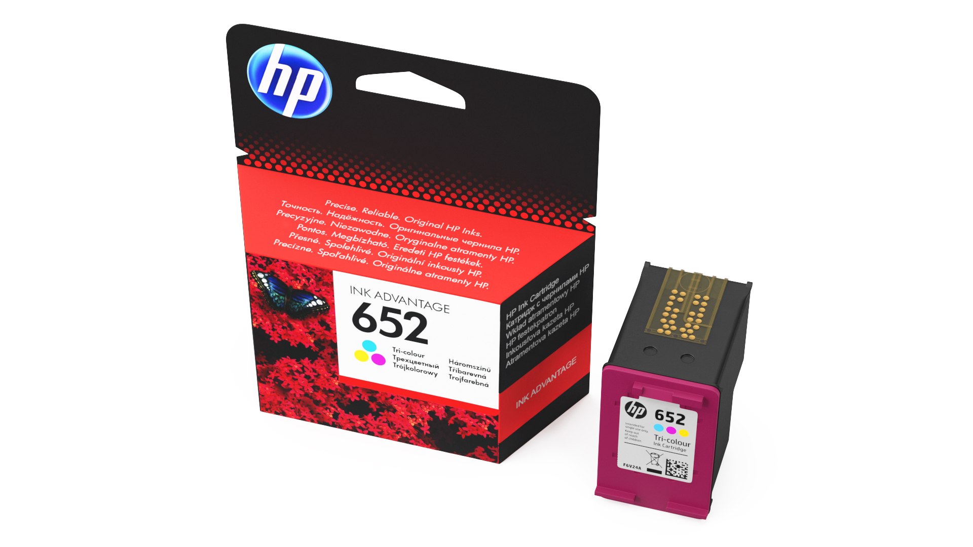 Box With HP 652 Ink Cartridge Tricolor Model - TurboSquid 2157516