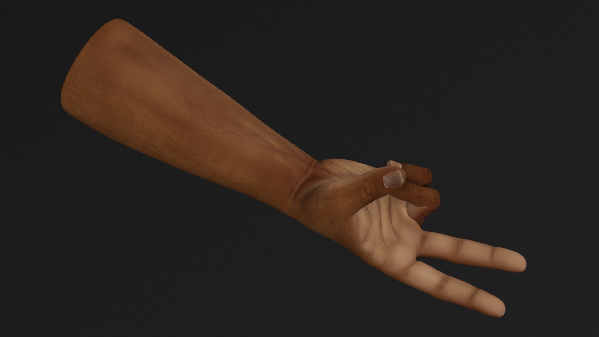 3D Model Hand Of African Male Victory Sign Pose - TurboSquid 2193894