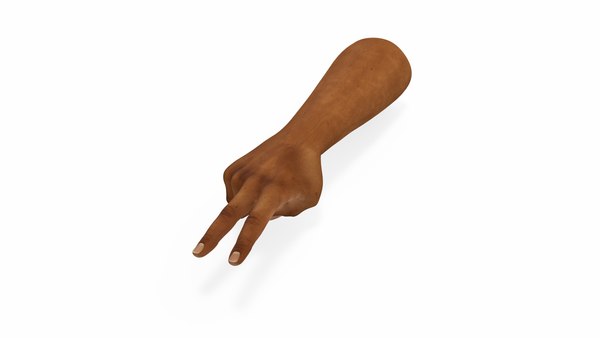 modelo 3d Mano de pose de signo de victoria masculino africano ...