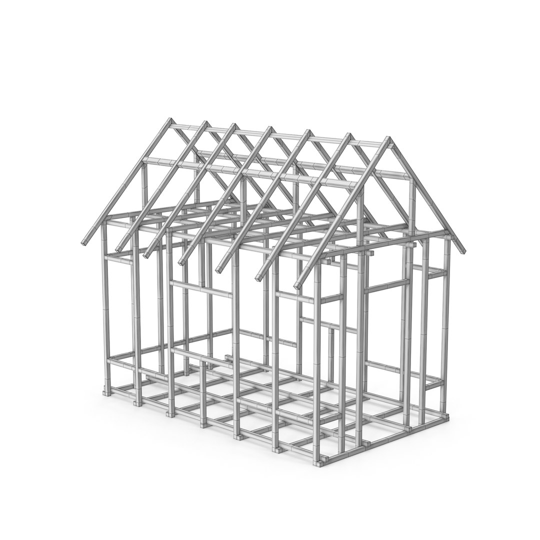3D Wooden House Frame - TurboSquid 2207536