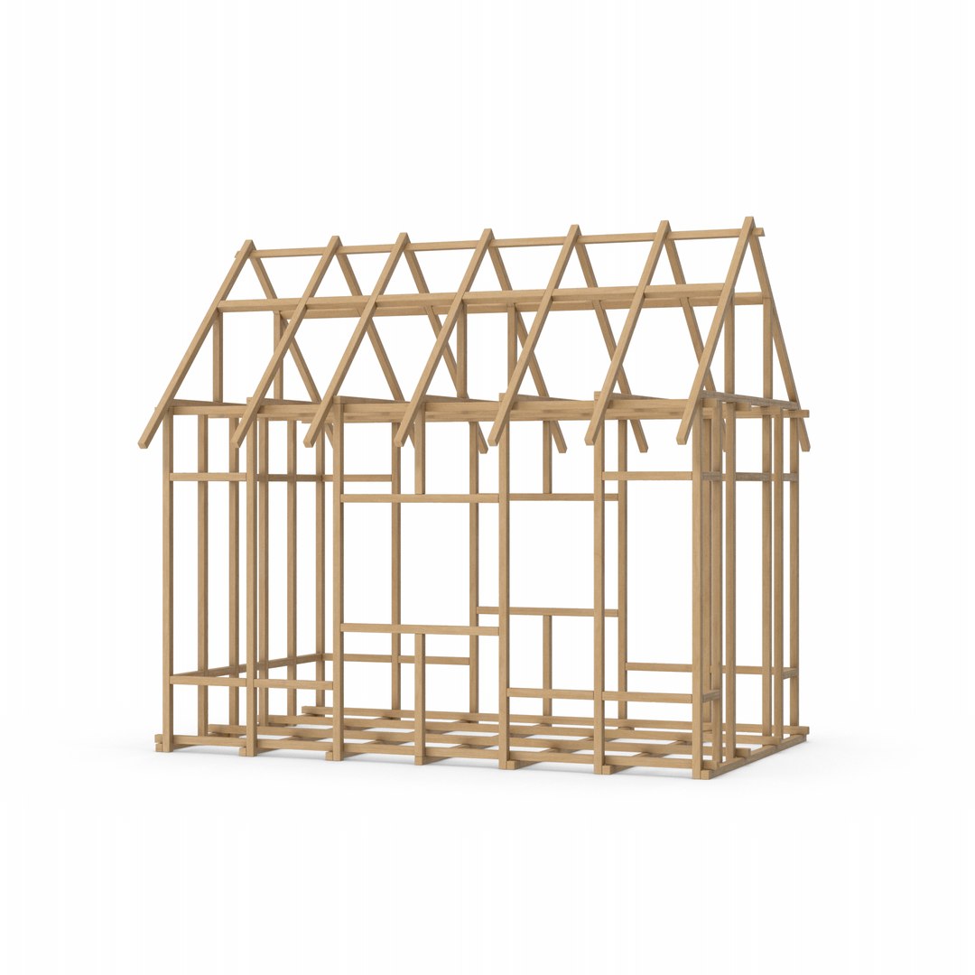 3D Wooden House Frame - TurboSquid 2207536
