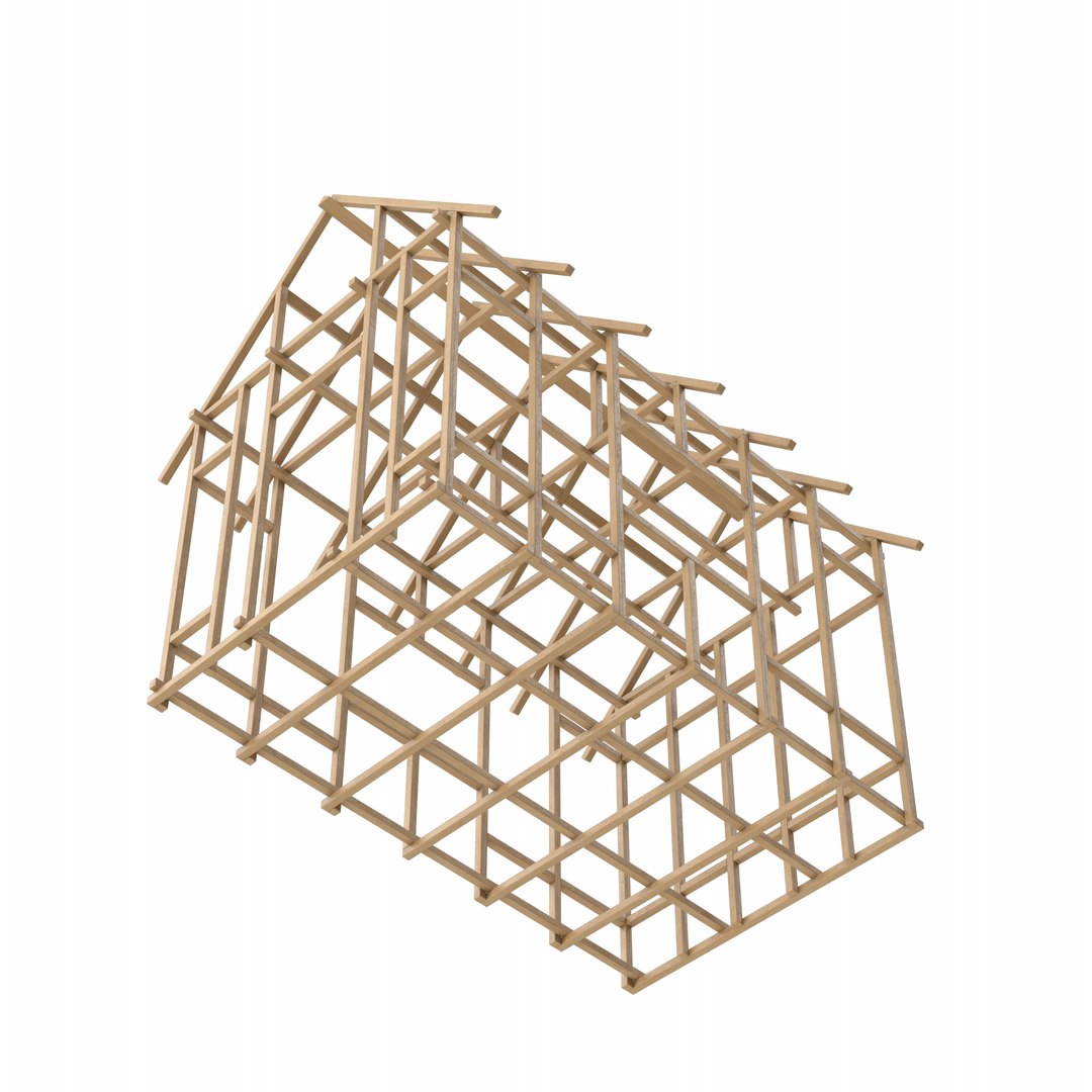 3D Wooden House Frame - TurboSquid 2207536