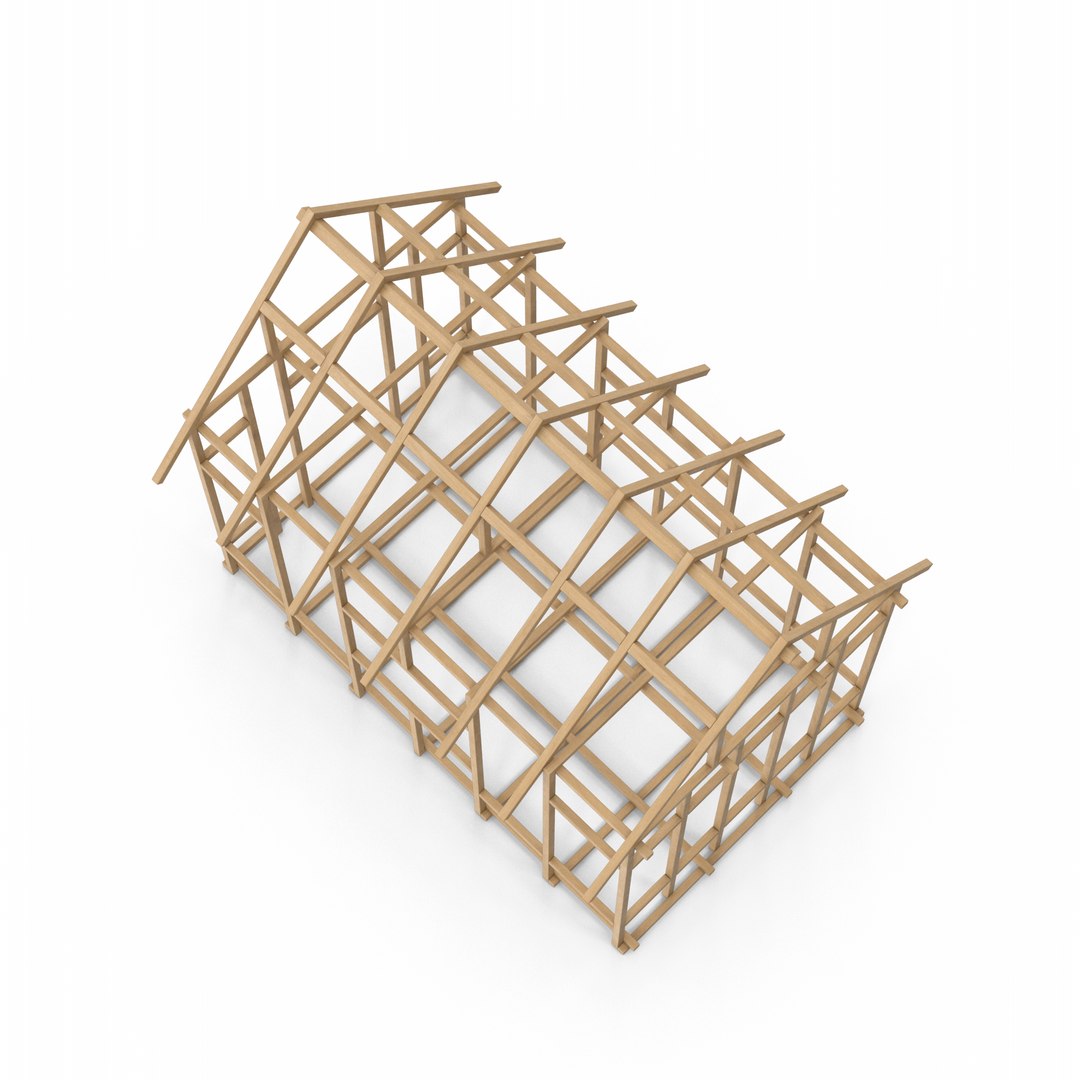 3D Wooden House Frame - TurboSquid 2207536