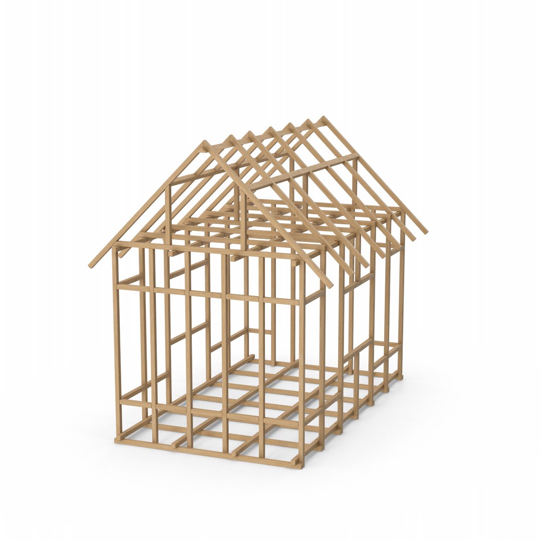 3D Wooden House Frame - TurboSquid 2207536