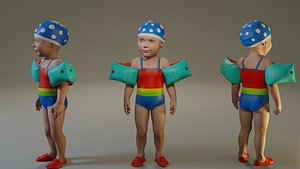 3D Model Child Female Swwimmingpool Swim Pool - TurboSquid 1690429