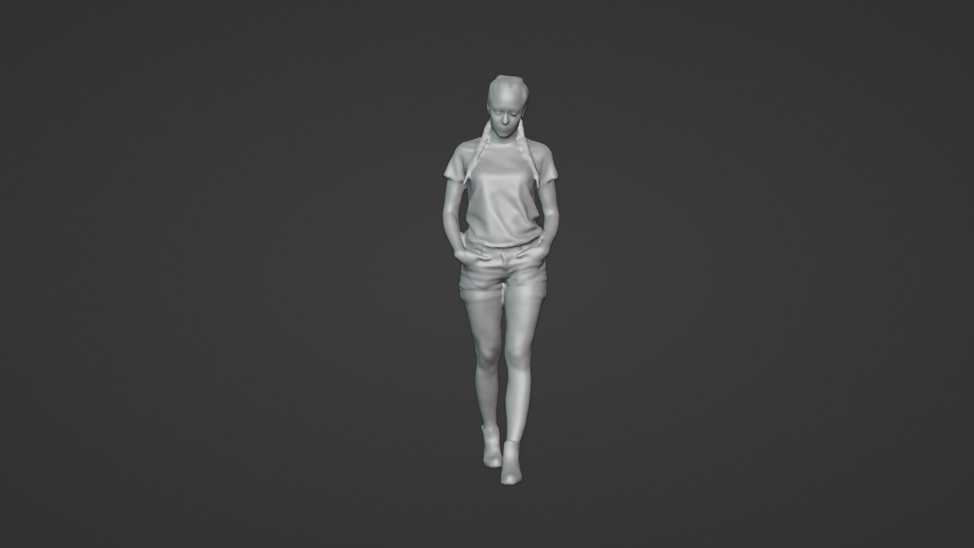 Woman Walking Looking Down - Posed Photo Scan 3D Model - TurboSquid 2065274