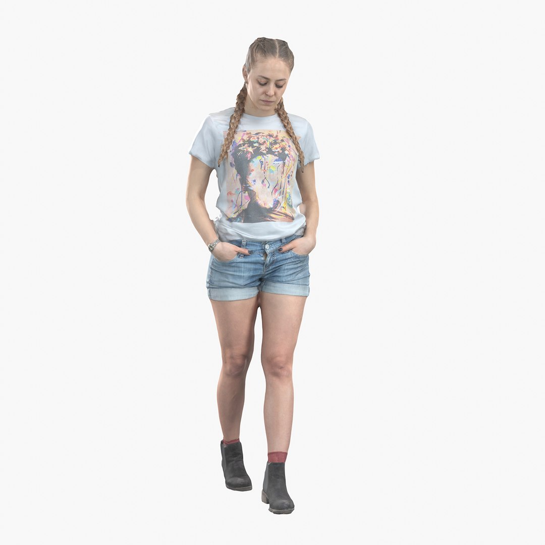 Woman Walking Looking Down - Posed Photo Scan 3D Model - TurboSquid 2065274