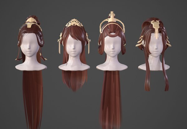 modelo 3d niña cabello mujer cabello hada modelado antiguos cabello ...
