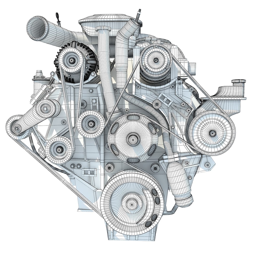 car engine modeled 3d model