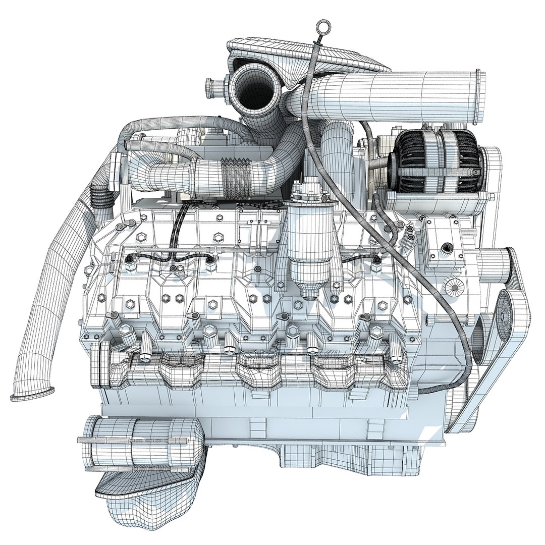car engine modeled 3d model