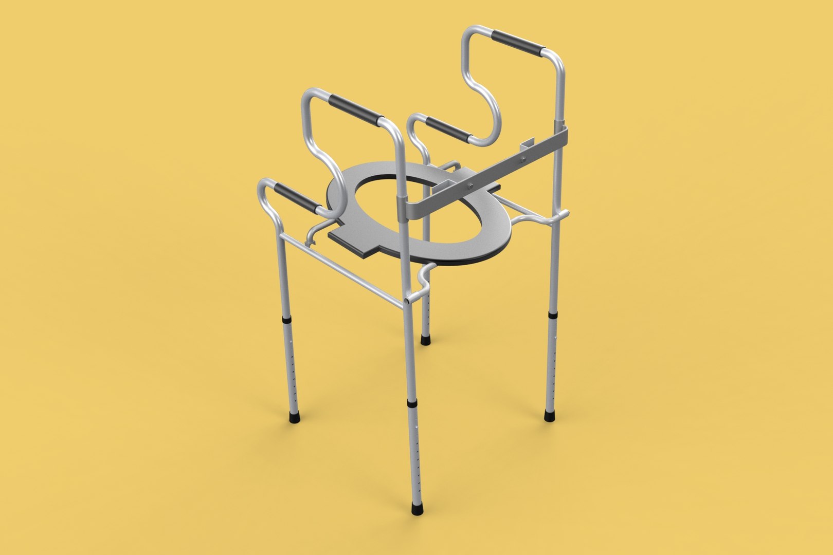 3D MULTIPURPOSE TOILET SEAT FOLDABLE COMMODE CHAIR WALKER RAISED Model ...