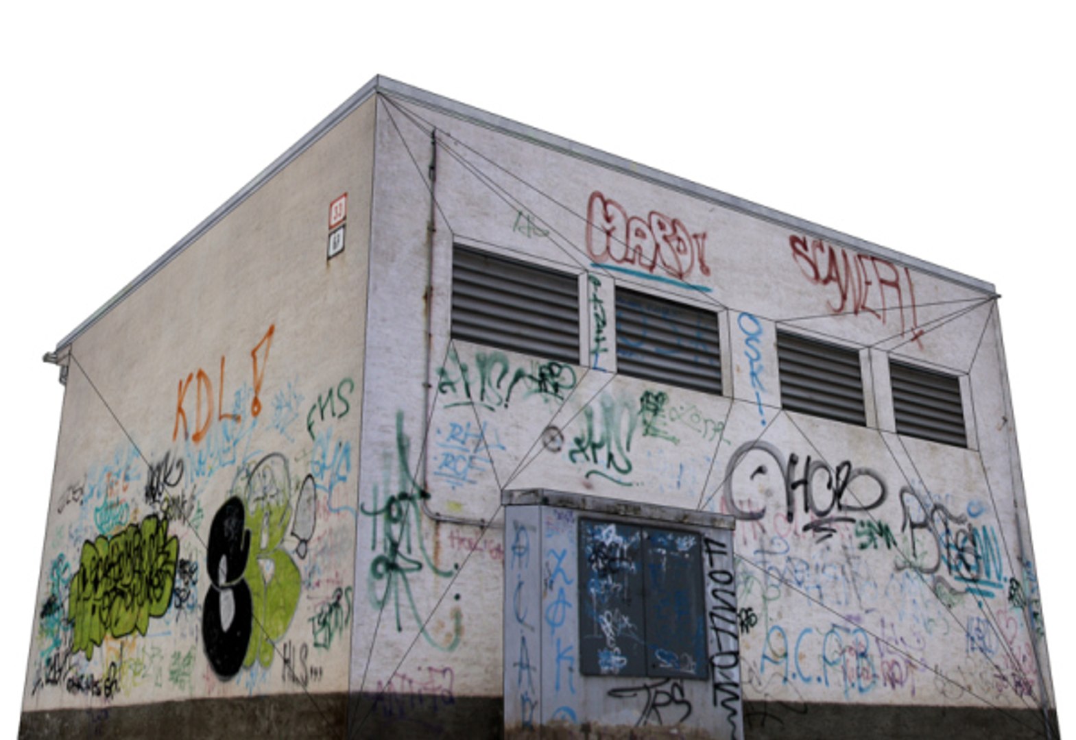 Small Tagged Building 3d Model