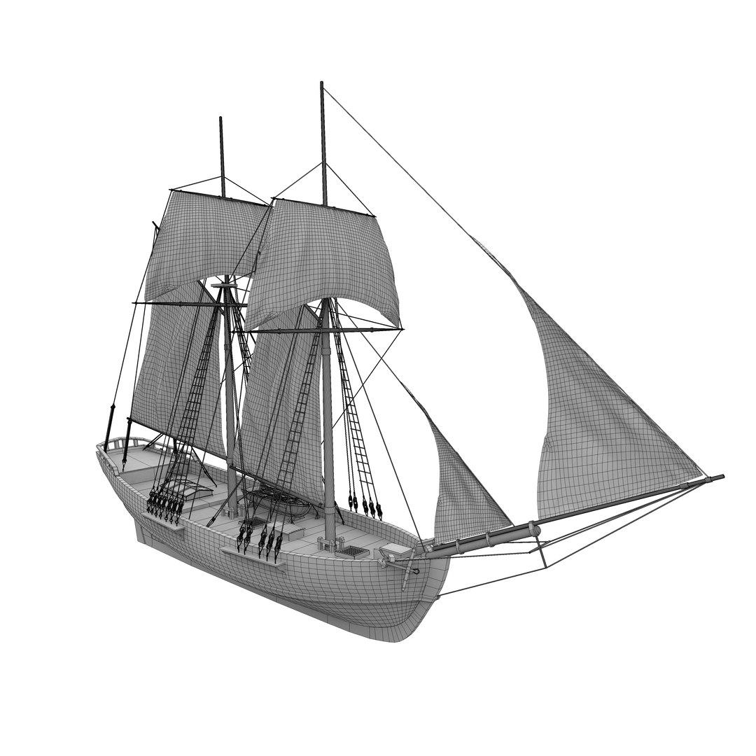 Schooner Classic Sailing Ship 3D Model 3D - TurboSquid 2459366