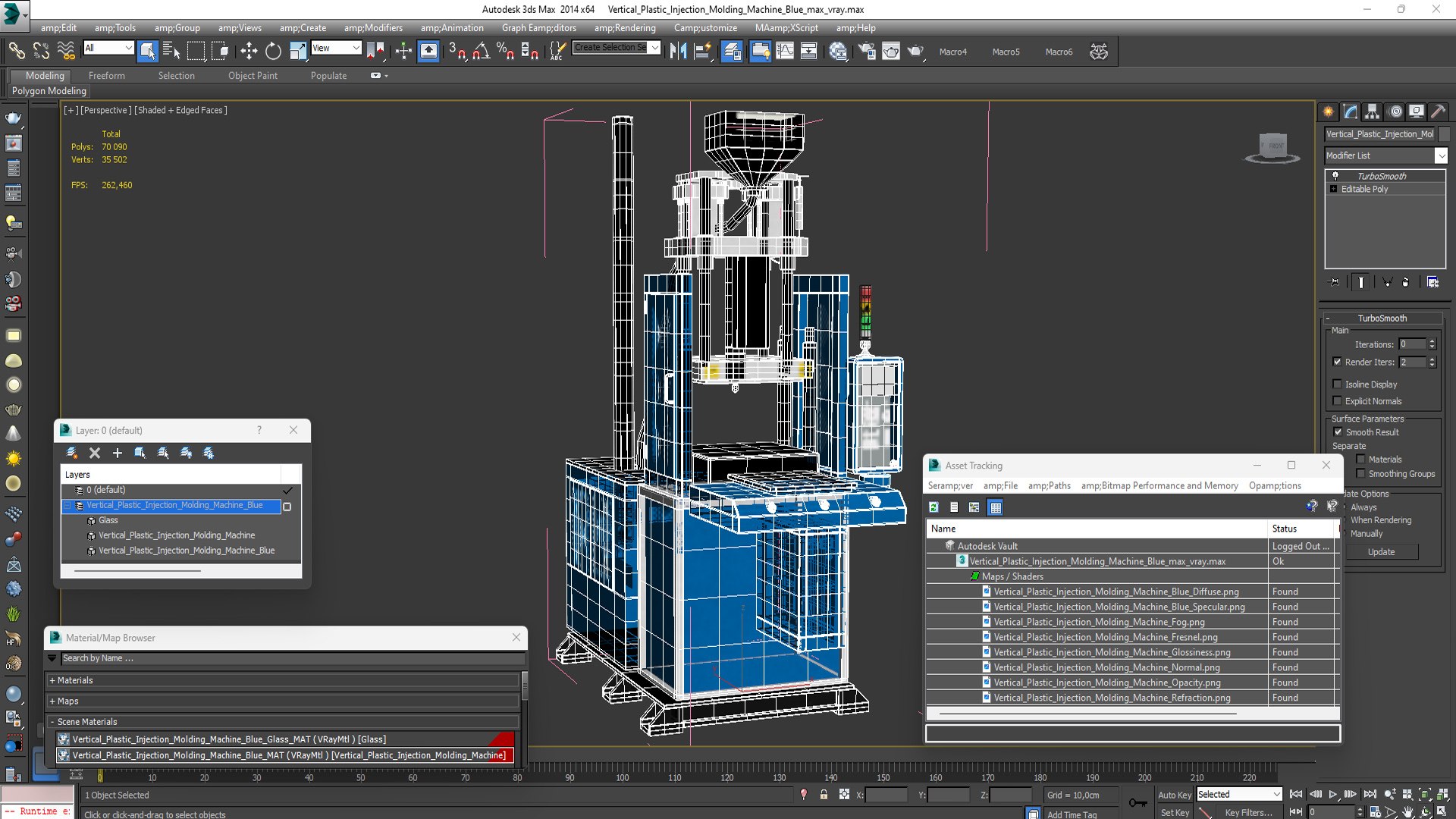 3D Model Vertical Plastic Injection Molding Machine Blue - TurboSquid ...