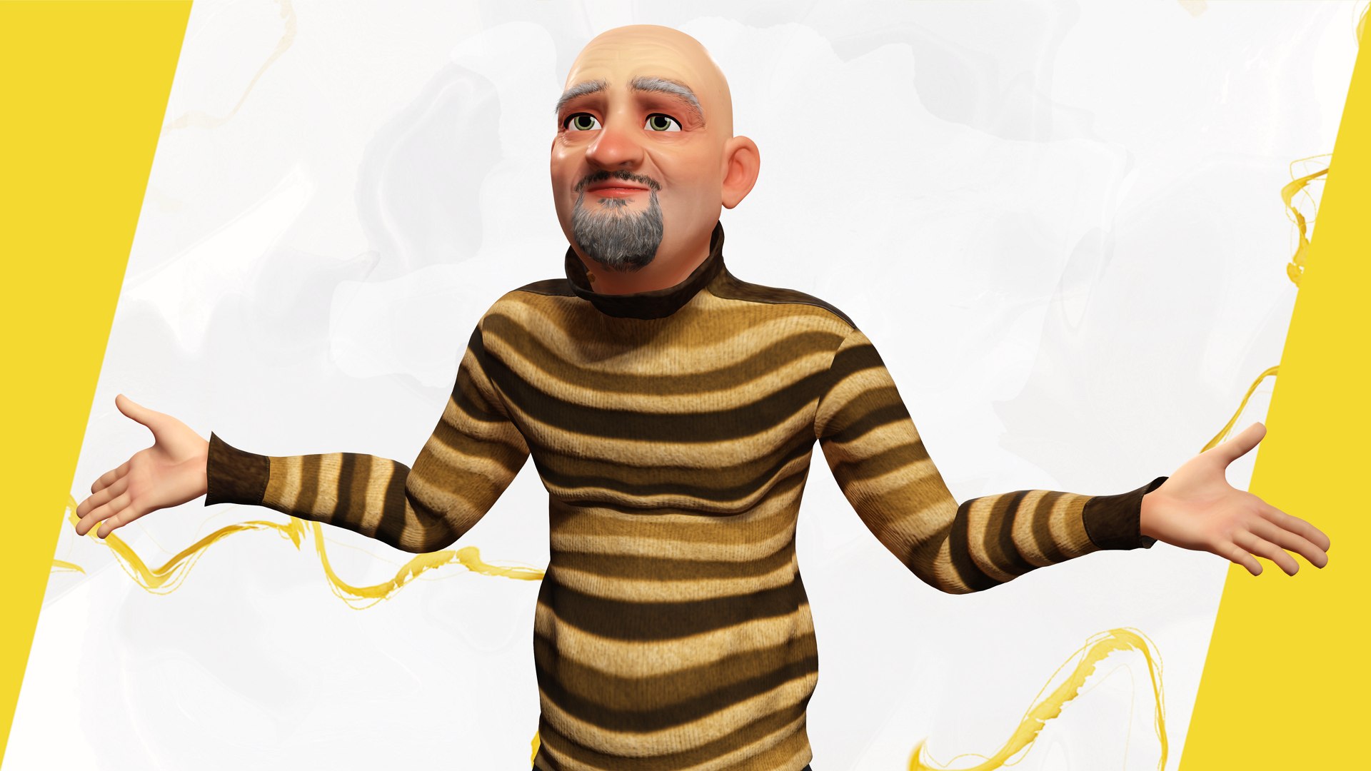 3D Old Man Cartoon Character - TurboSquid 2270366