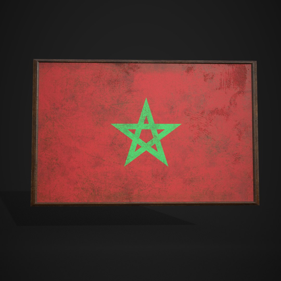 Old Picture Frame With Morocco Flag - Game Ready PBR Low-poly 3D Model ...