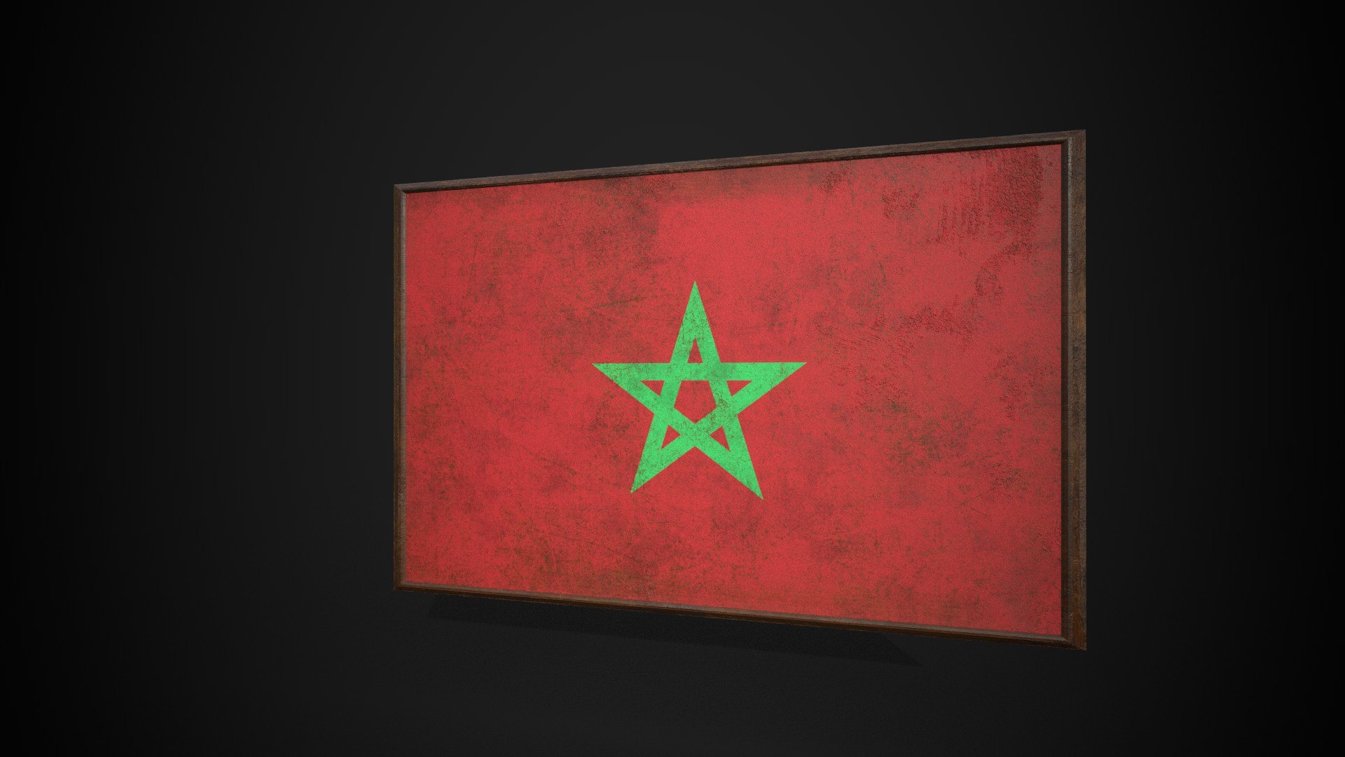 Old Picture Frame With Morocco Flag - Game Ready PBR Low-poly 3D Model ...