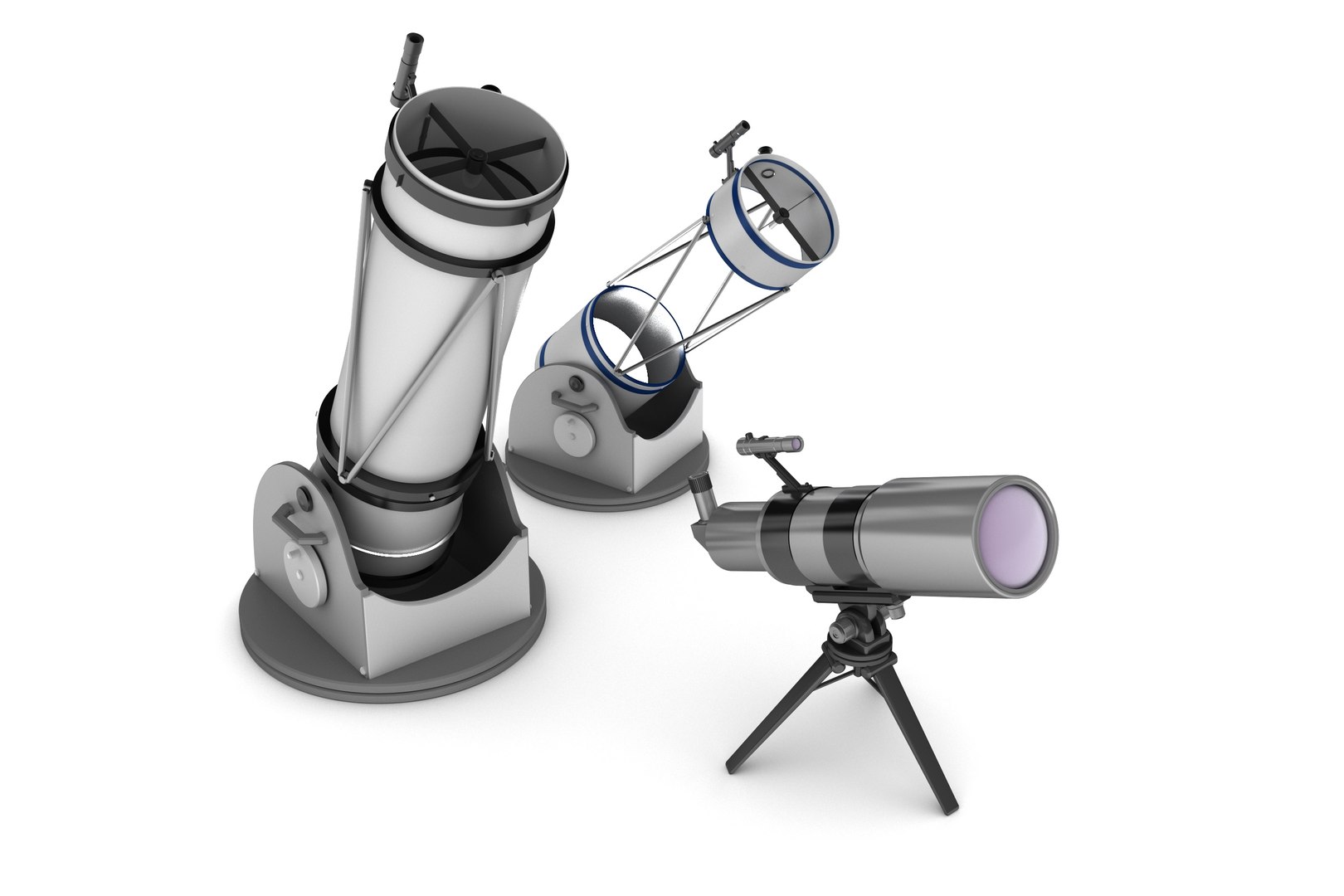 3d Model Of Telescopes : Refractor Reflector