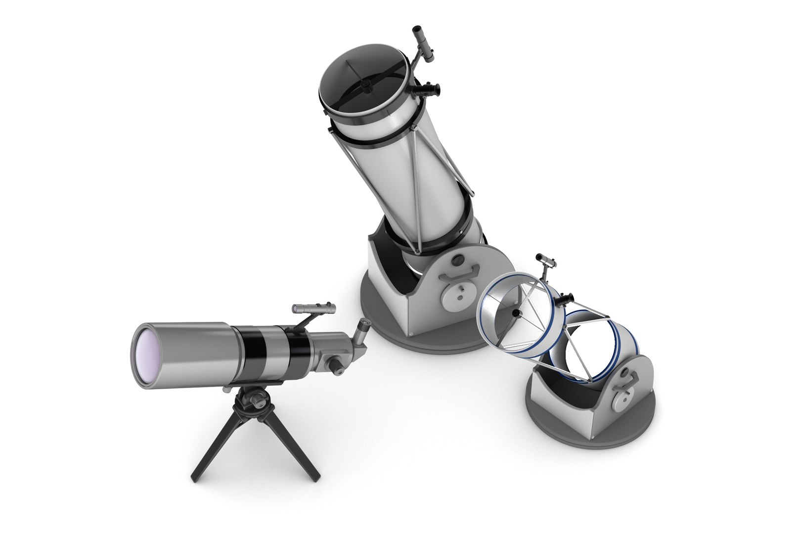 3d Model Of Telescopes : Refractor Reflector