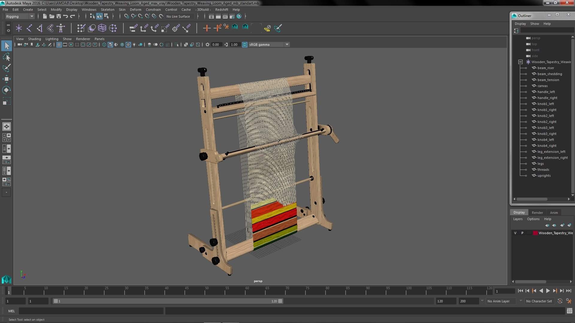 Wooden Tapestry Weaving Loom Aged 3D model - TurboSquid 2083651