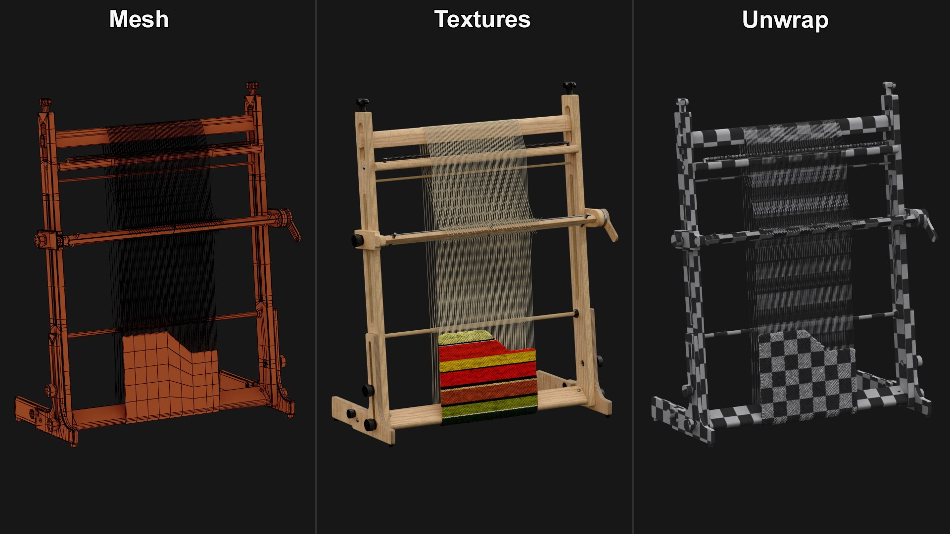 Wooden Tapestry Weaving Loom Aged 3D model - TurboSquid 2083651
