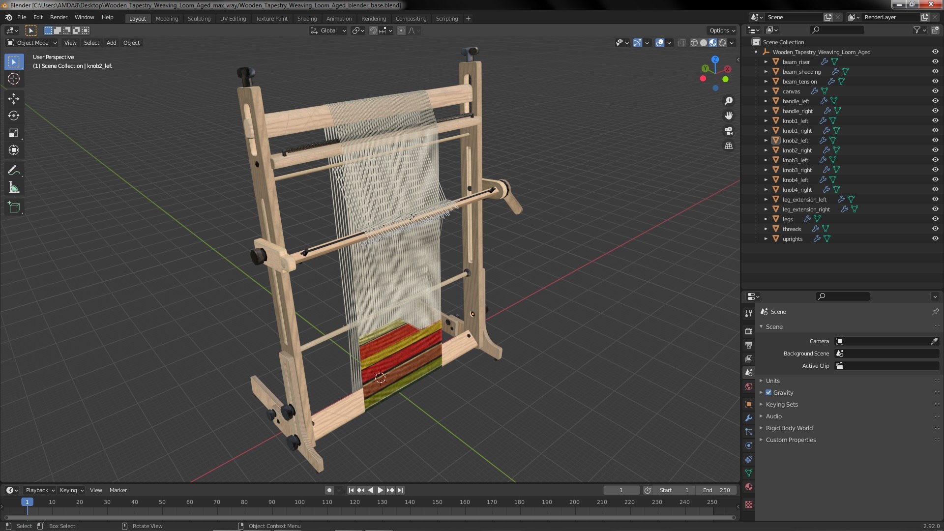 Wooden Tapestry Weaving Loom Aged 3D model - TurboSquid 2083651