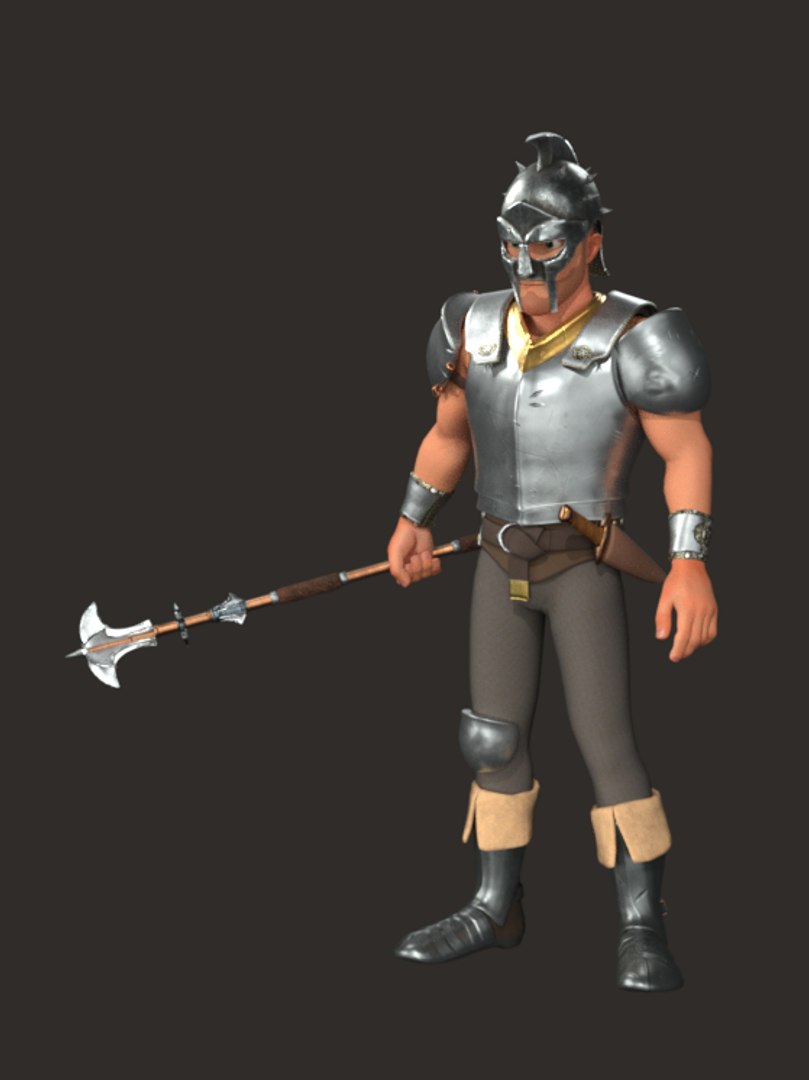 Cartoon 3d Rigged Male Kingdom Fighter Character Model 3D Model ...