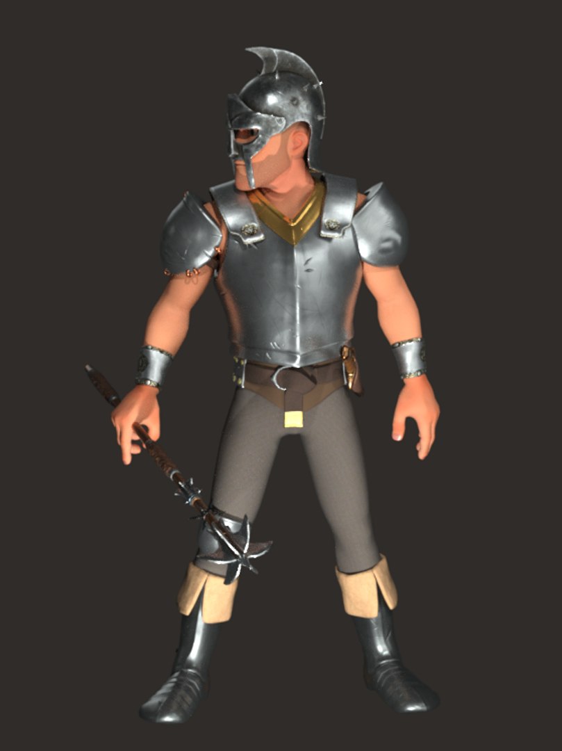 Cartoon 3d Rigged Male Kingdom Fighter Character Model 3D Model ...