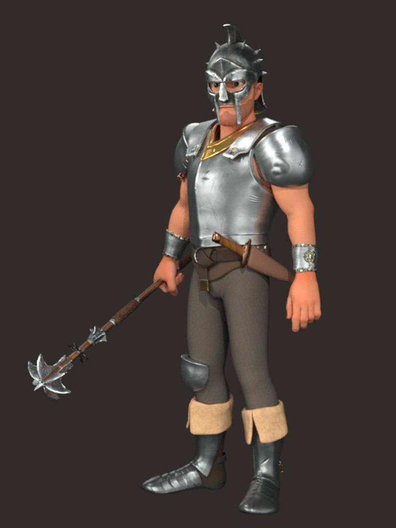 Cartoon 3d Rigged Male Kingdom Fighter Character Model 3D Model ...