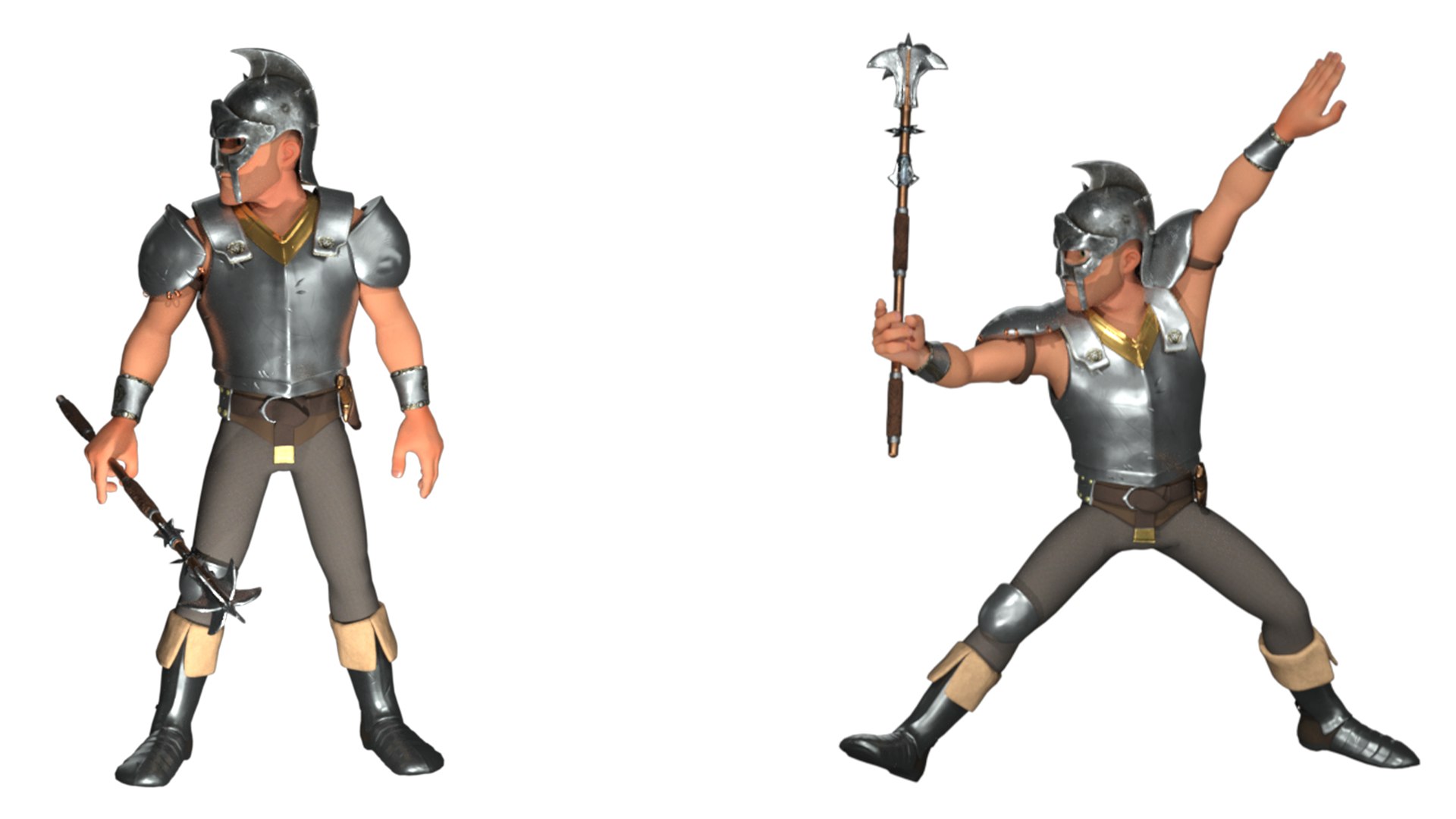 Cartoon 3d Rigged Male Kingdom Fighter Character Model 3D Model ...