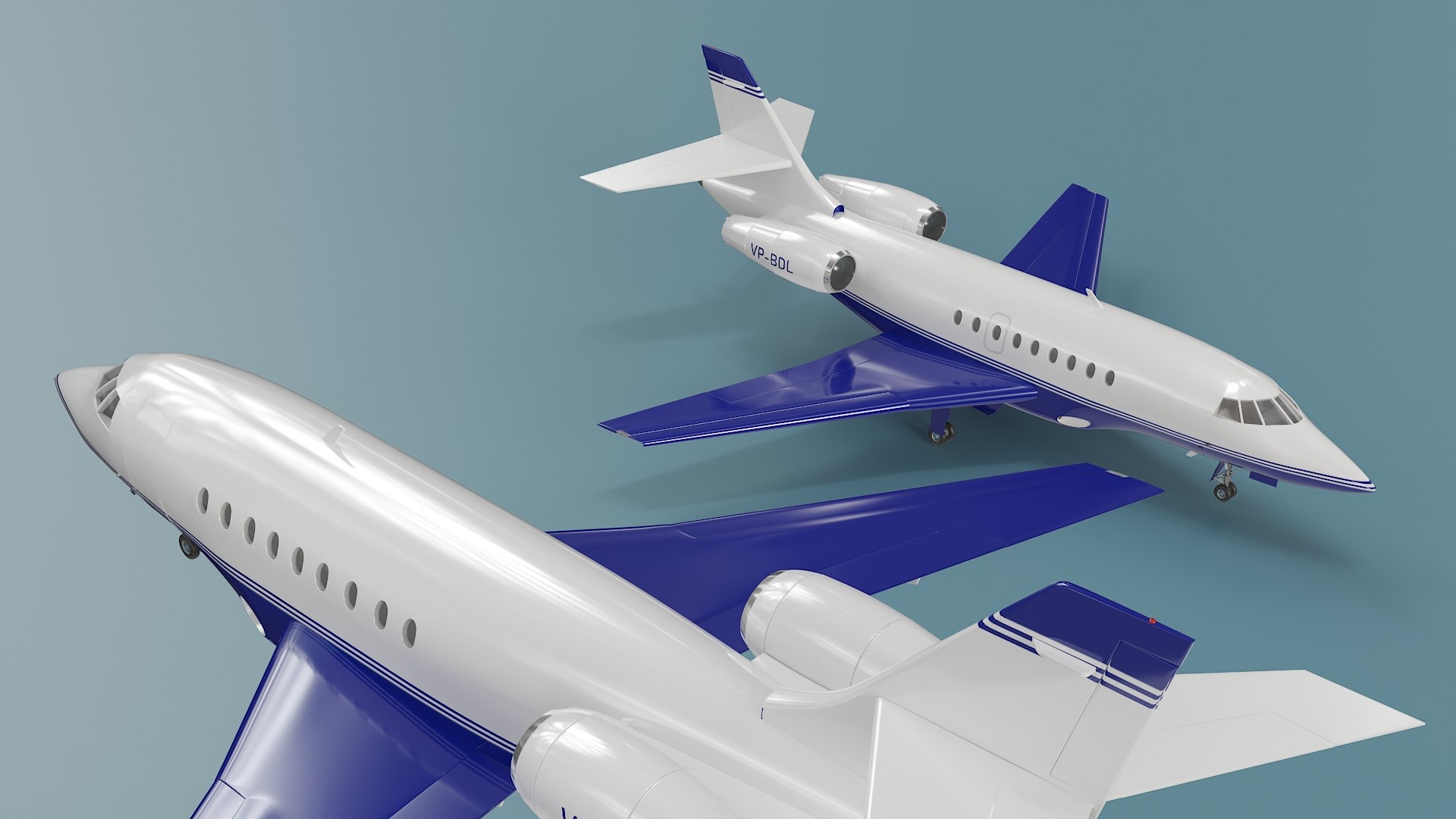3D Business Jet Dassault Falcon 2000 Blue - TurboSquid 2384078