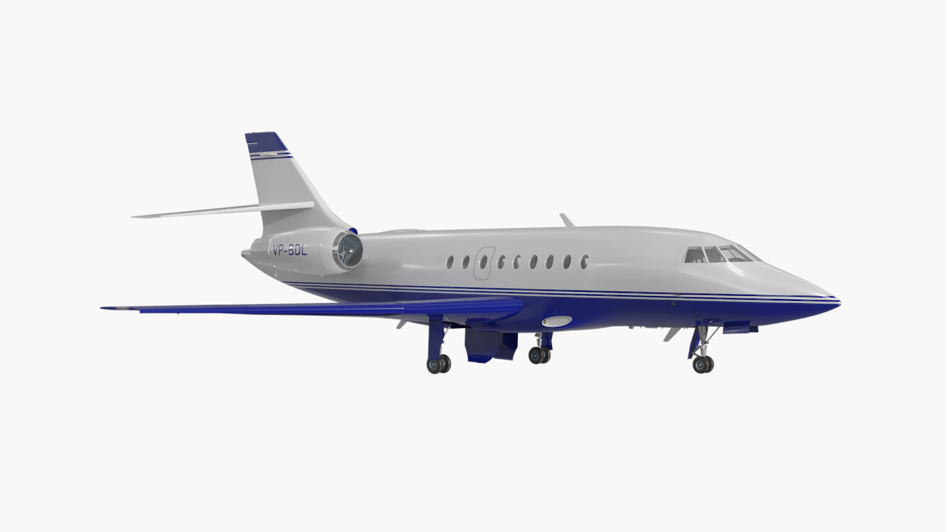 3D Business Jet Dassault Falcon 2000 Blue - TurboSquid 2384078