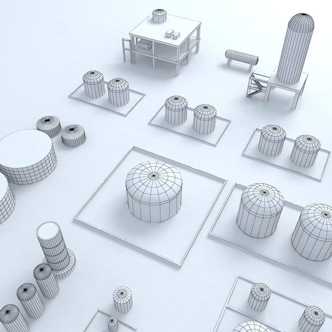 Factory Silos 3D Model - TurboSquid 1382207